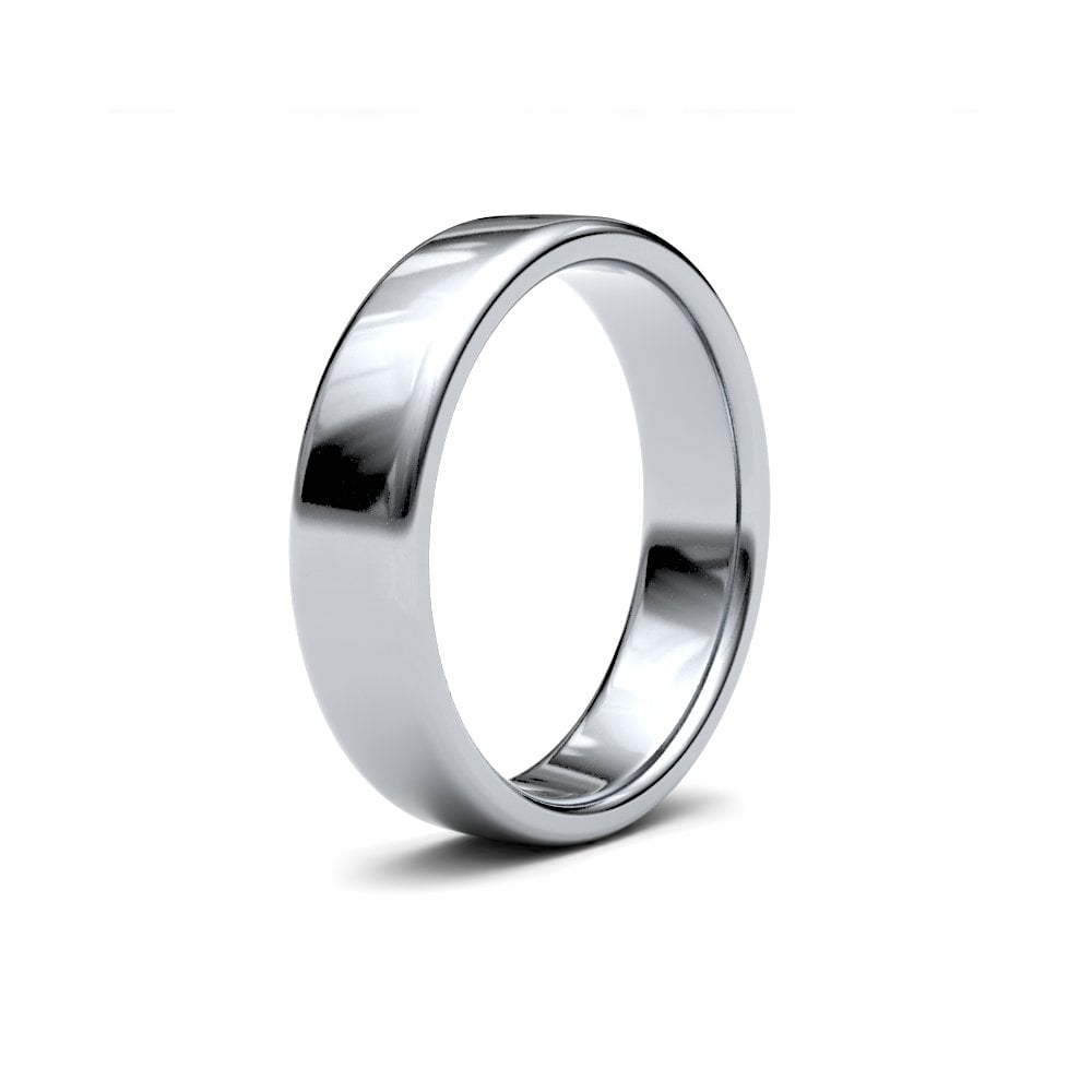 18ct White Gold Standard Weight Soft Court Profile Mirror Finish ...